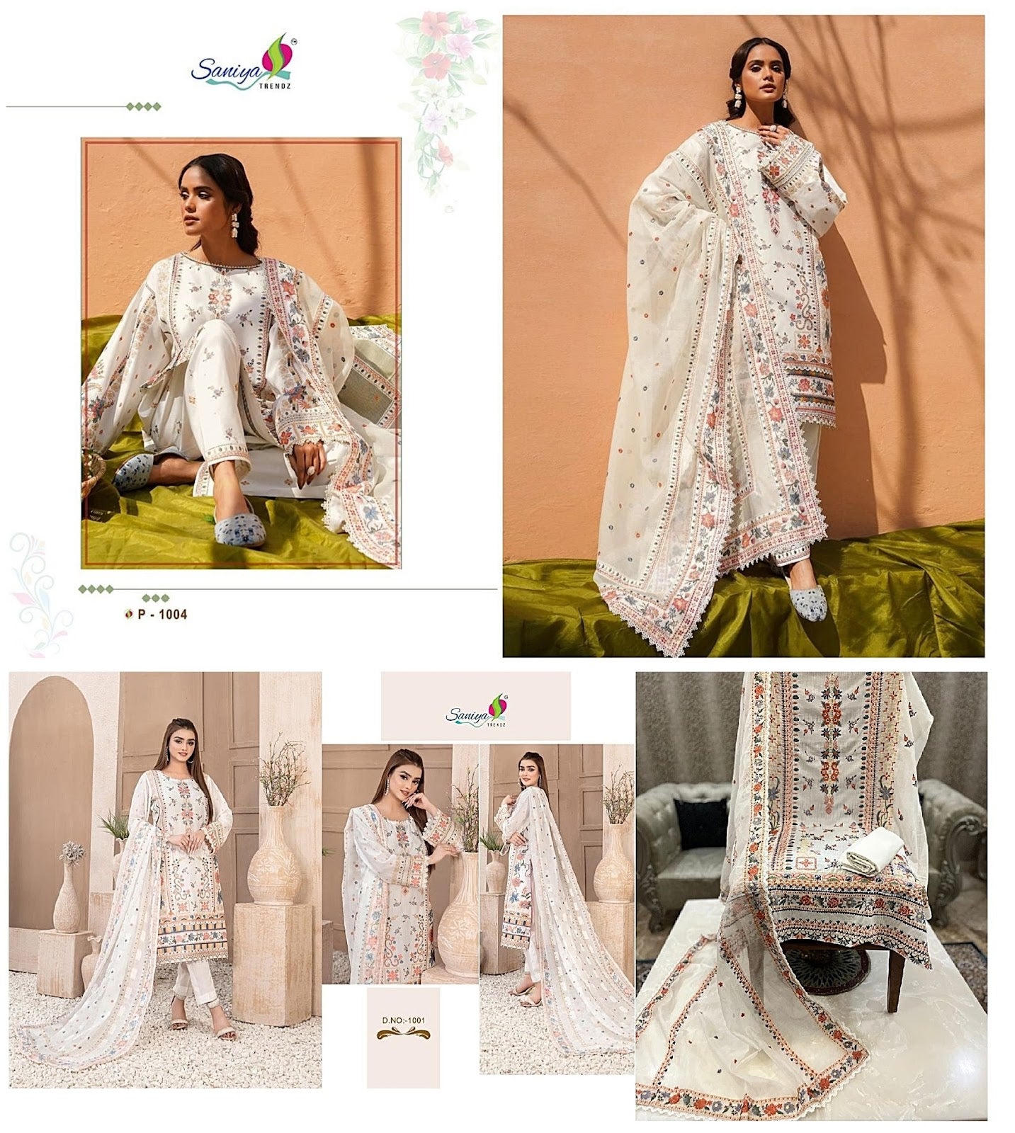 1001-1004-Baroque Vol 1 Saniya Trendz Cotton Pakistani Salwar Suits ...