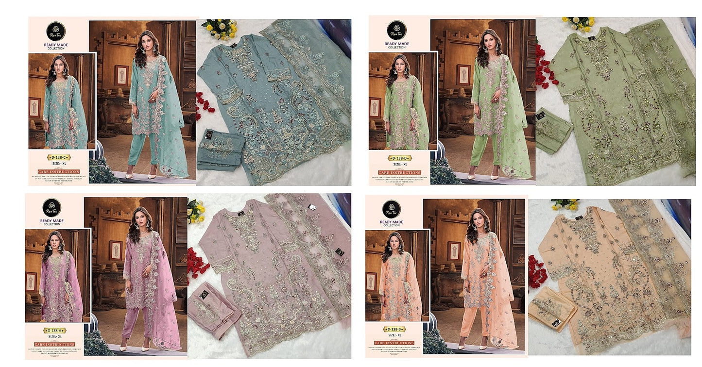 138 Rose Tex Organza Pakistani Readymade Suits – Kavya Style Plus
