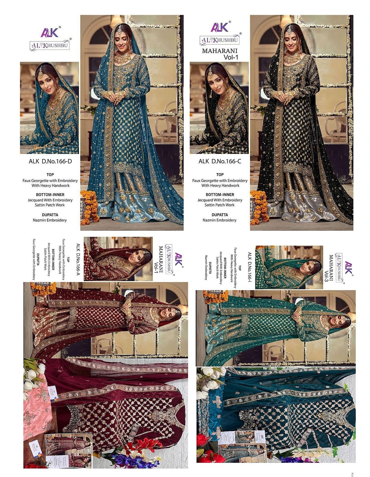 166 Alk Faux Georgette Pakistani Patch Work Suits – Kavya Style Plus