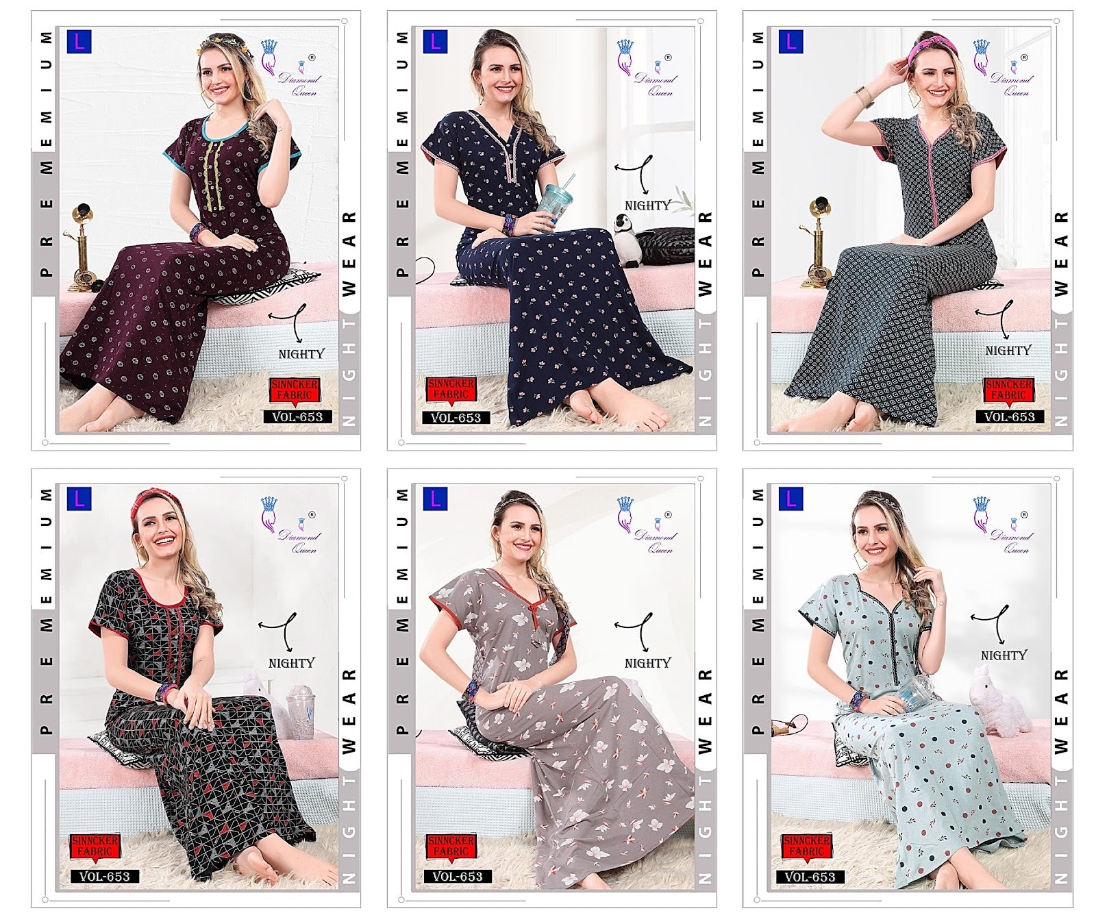 653 Diamond Queen Sinker Night Gowns – Kavya Style Plus