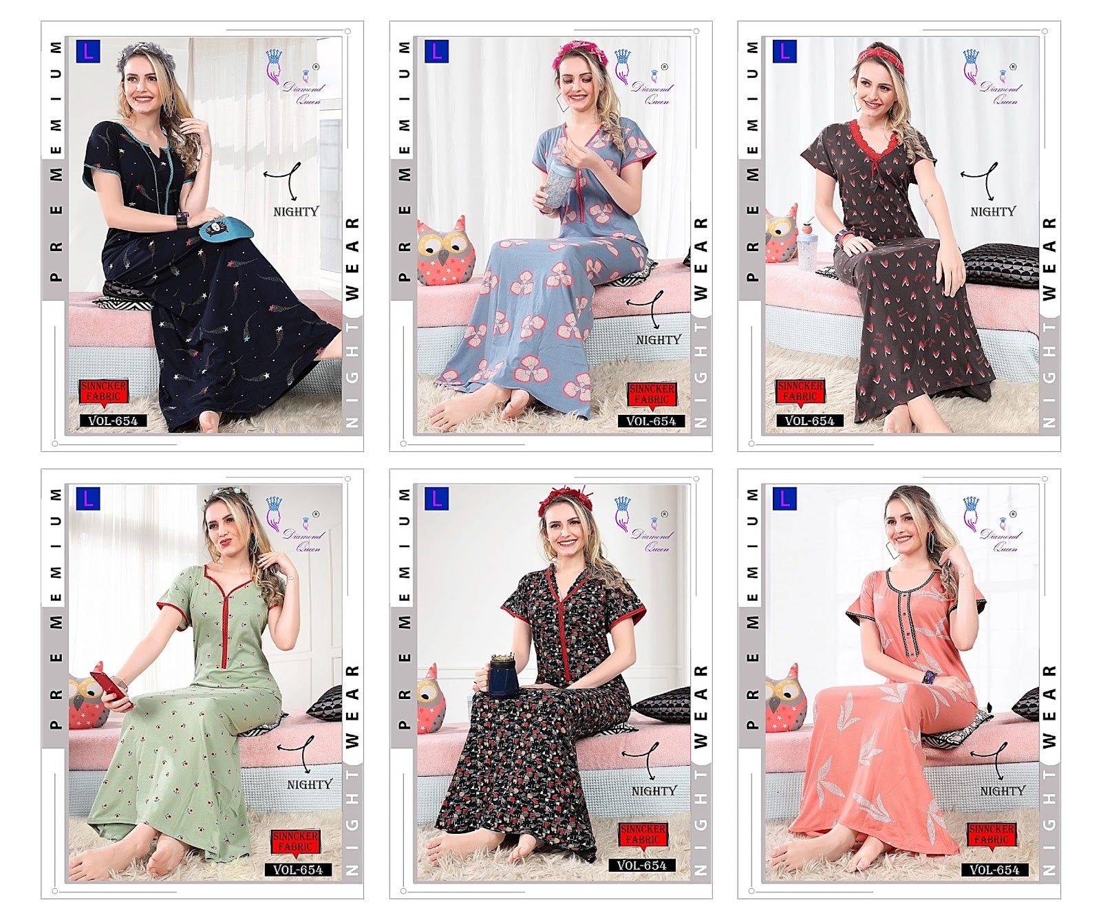 654 Diamond Queen Sinker Night Gowns – Kavya Style Plus