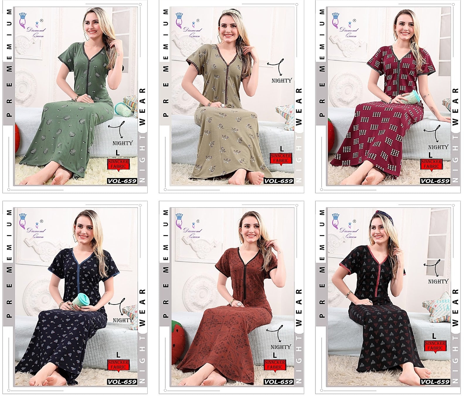 659 Diamond Queen Sinker Night Gowns – Kavya Style Plus