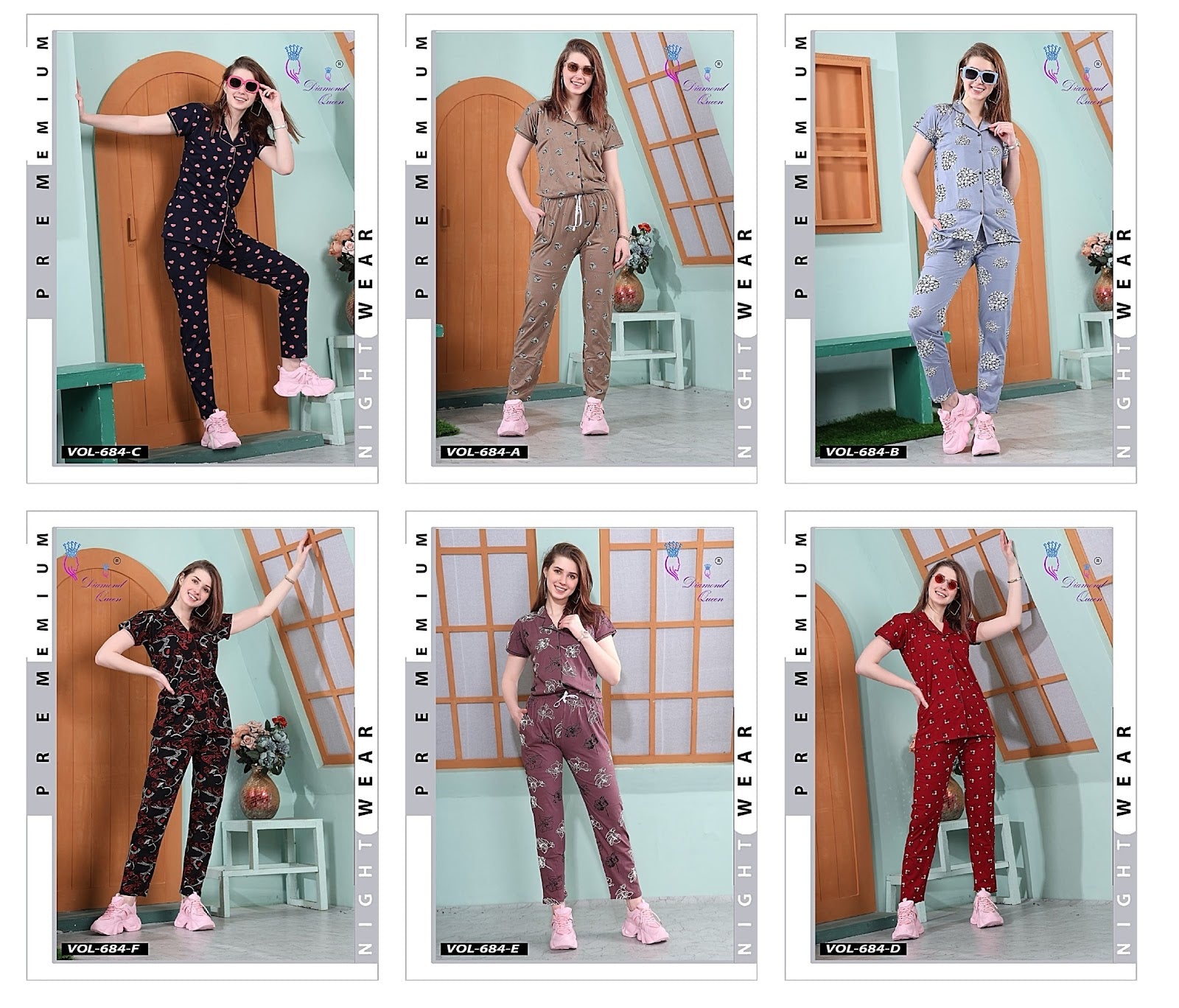 684 Diamond Queen Sinker Collar Night Suits – Kavya Style Plus