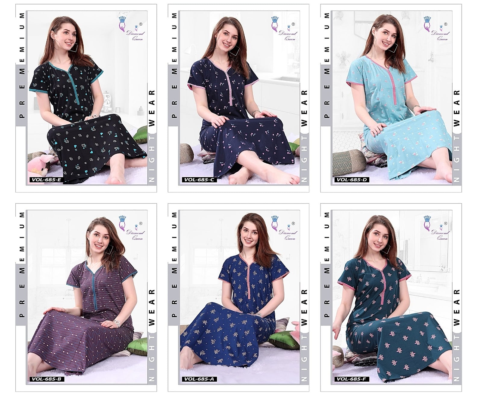 685 Diamond Queen Sinker Night Gowns – Kavya Style Plus