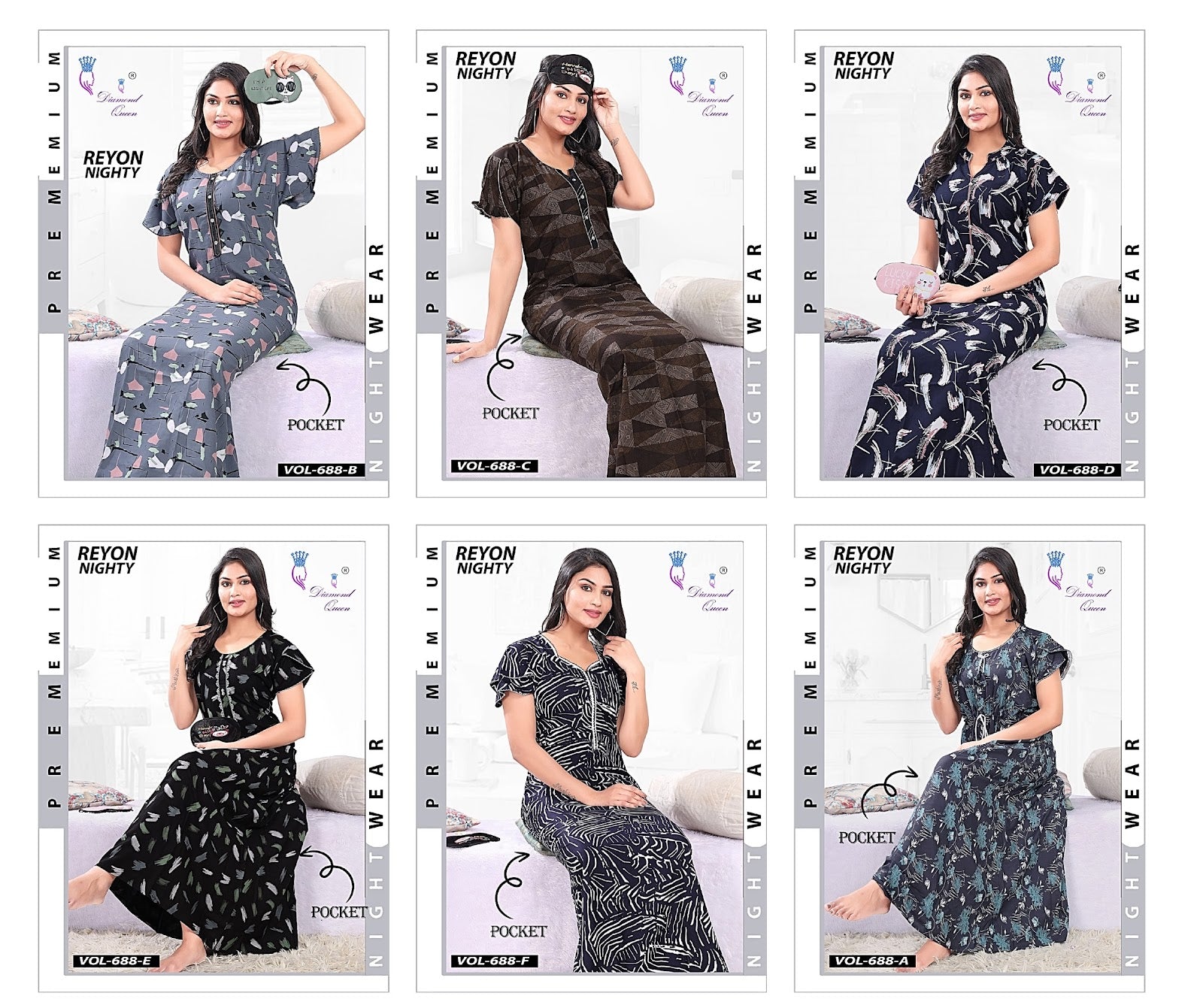688 Diamond Queen Rayon Night Gowns – Kavya Style Plus