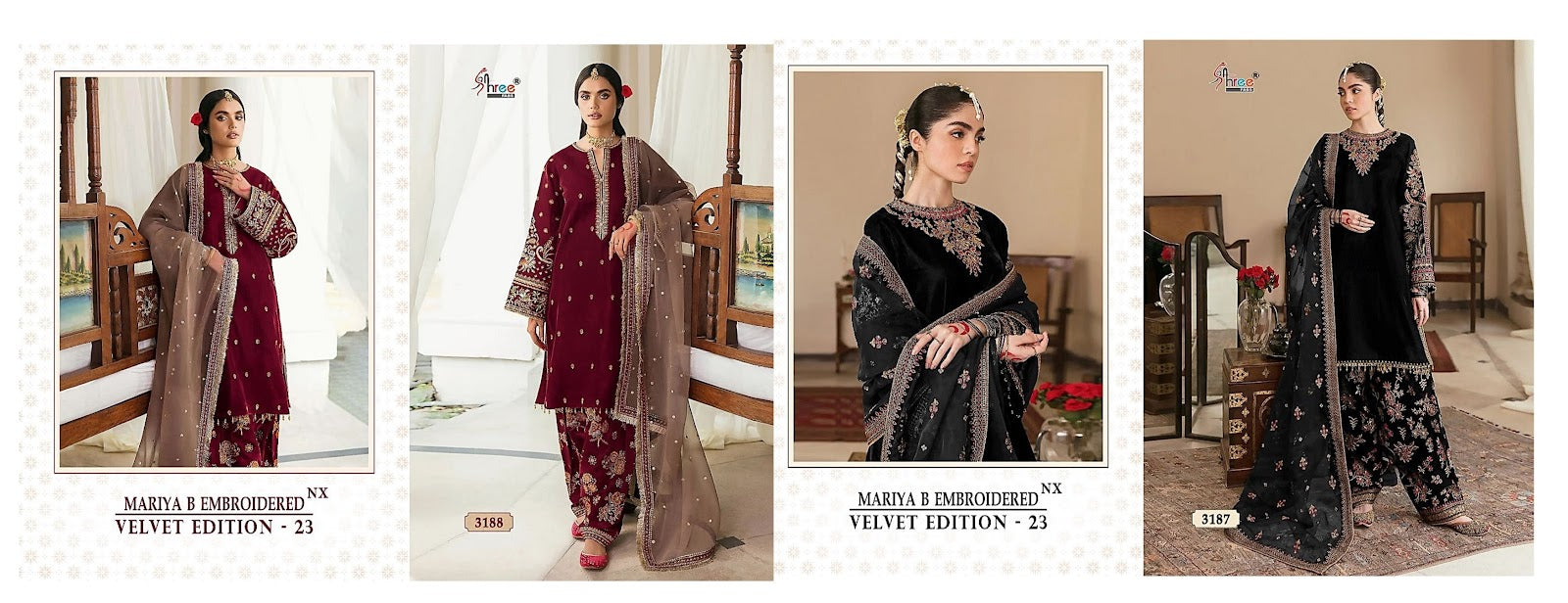 Mariya B Embroidered Nx Shree Fabs Velvet Suits – Kavya Style Plus