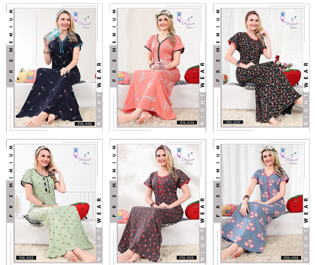 652 Diamond Queen Sinker Night Gowns – Kavya Style Plus