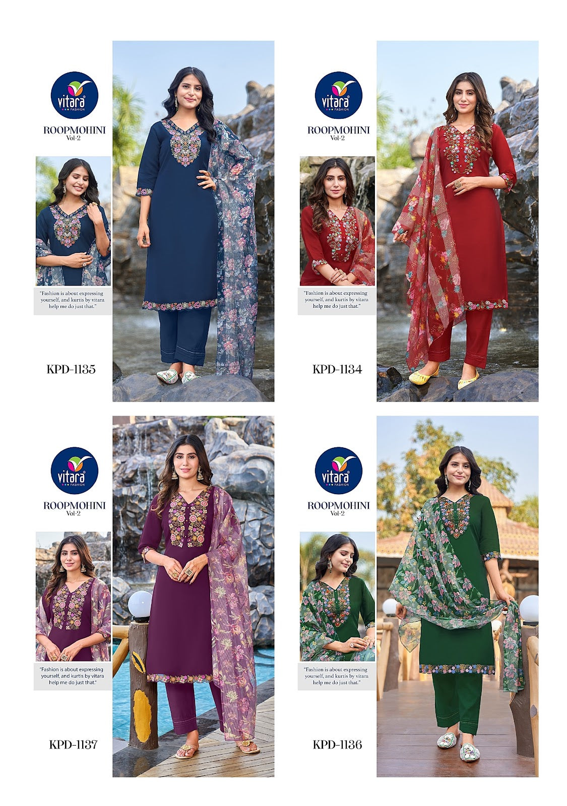 Roop Mohini-2 Vitara Roman Silk Readymade Pant Style Suits – Kavya ...