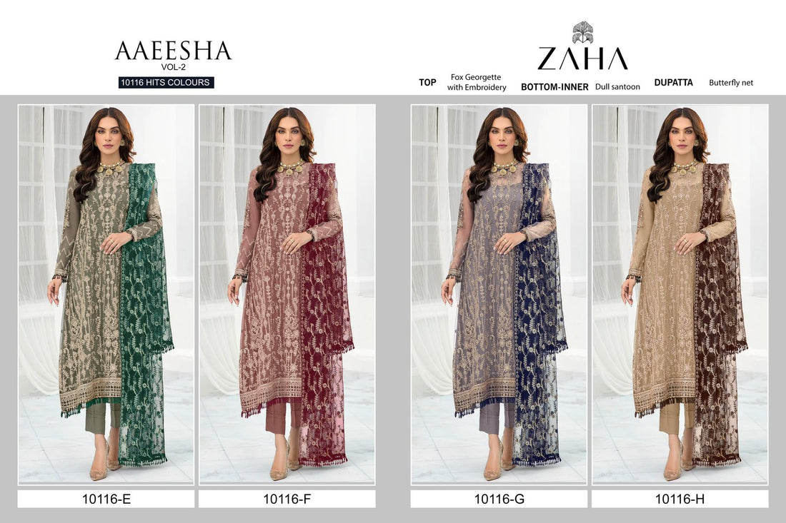 Aaeesha Vol 2-10116 Zaha Georgette Pakistani Salwar Suits – Kavya Style Plus