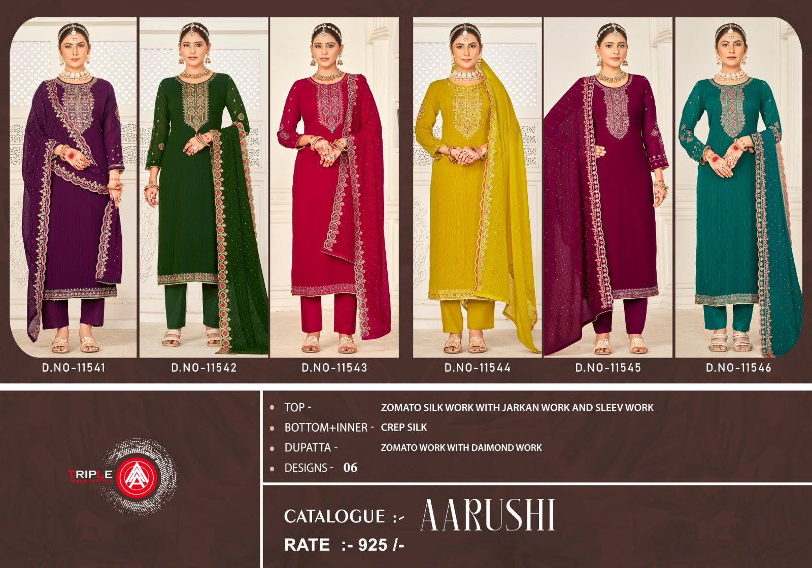 Aarushi Triple Aaa Zomato Pant Style Suits – Kavya Style Plus