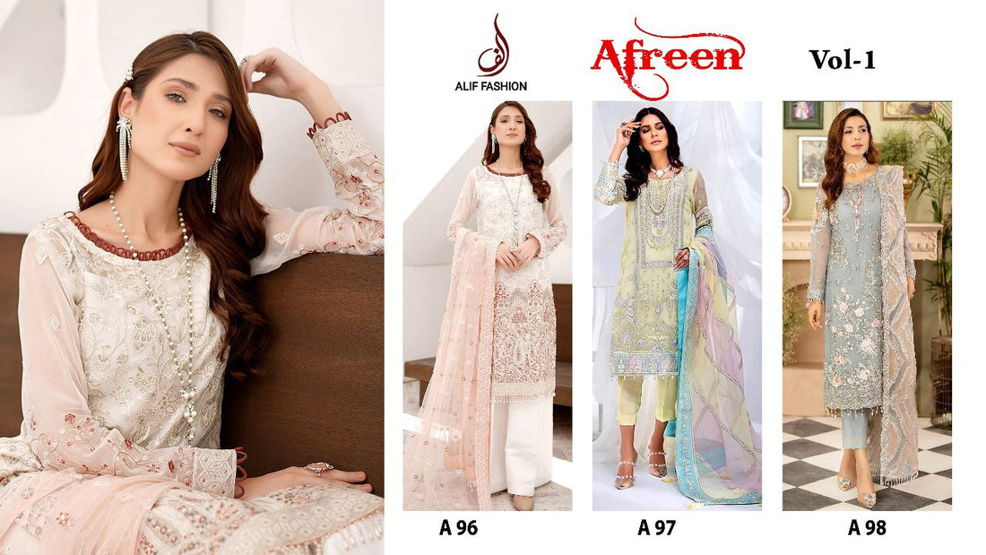 Afreen Vol 1 Alif Fashion Pakistani Salwar Suits – Kavya Style Plus