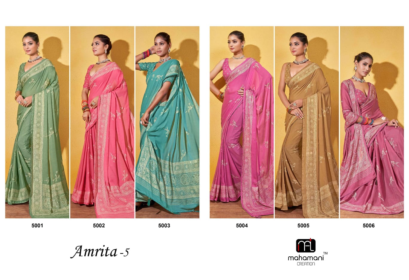 Amrita Vol 5 Mahamani Creation Dull Moss Sarees – Kavya Style Plus