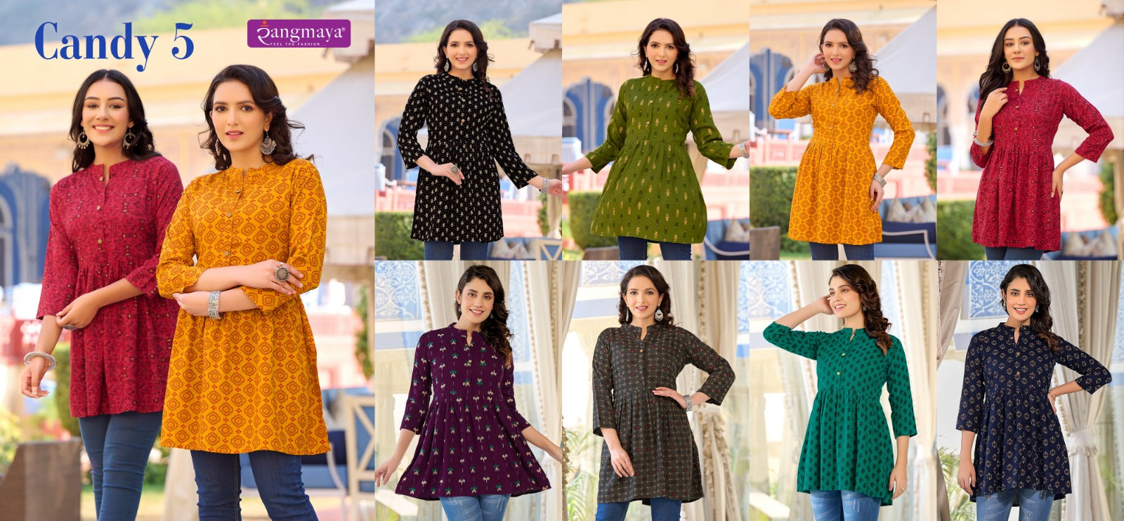 Candy Vol 5 Rangmaya Rayon Designer Long Top – Kavya Style Plus
