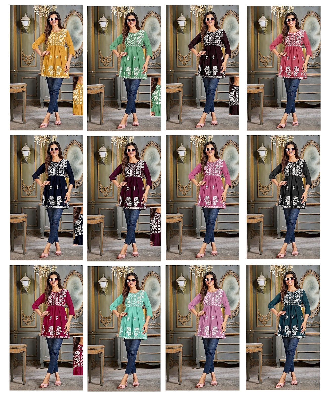 Design 1 Riya Rayon 14Kg Designer Long Top – Kavya Style Plus