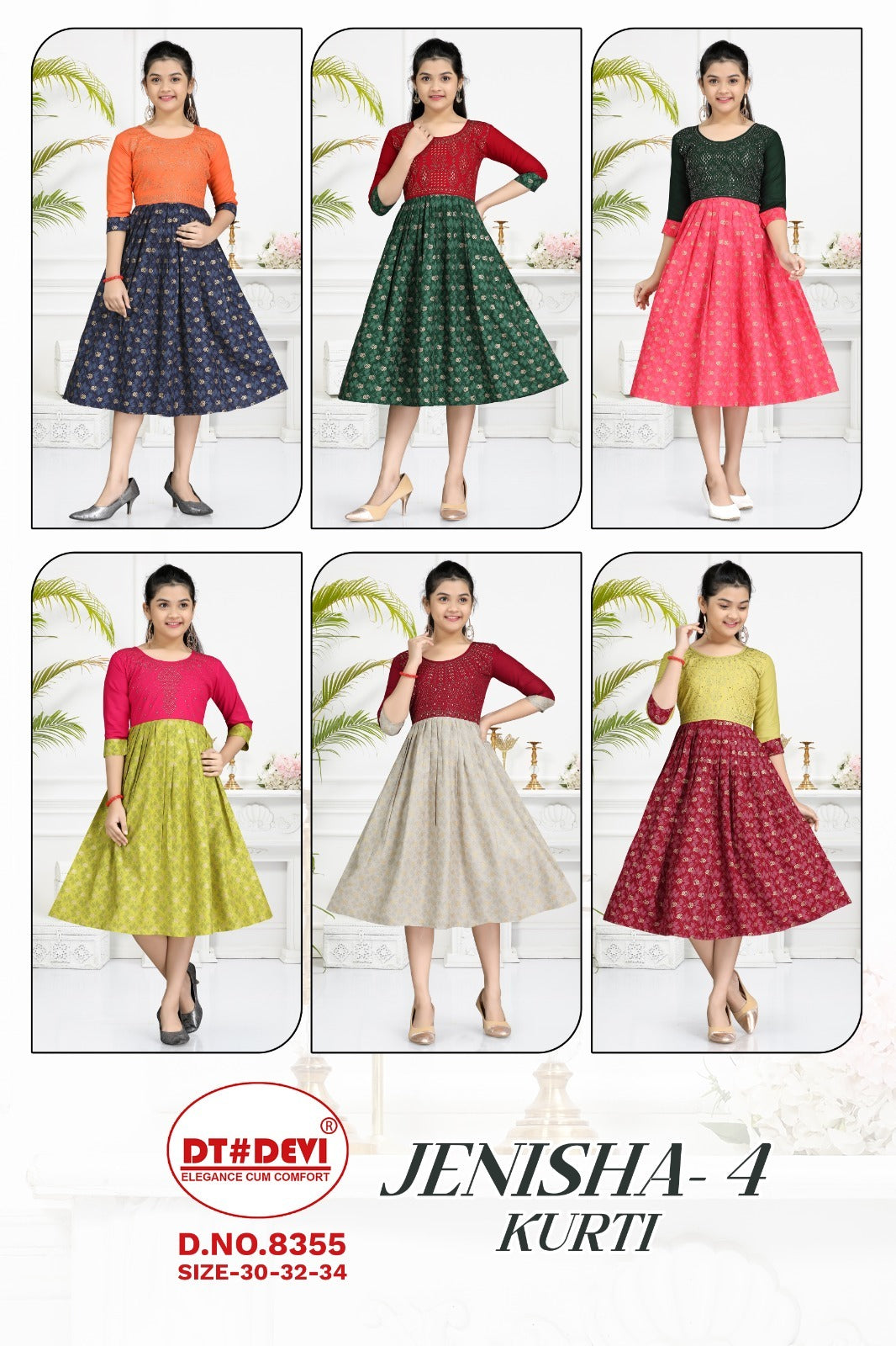 Jenisha-4-8355 Dt Devi Reyon Girls Anarkali Kurti – Kavya Style Plus