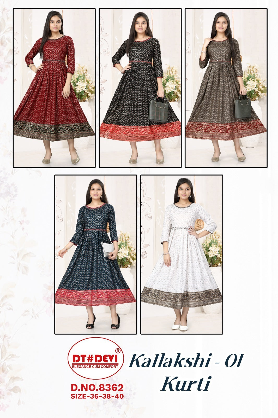 Kallakshi-1-8362 Dt Devi Reyon Girls Anarkali Kurti – Kavya Style Plus