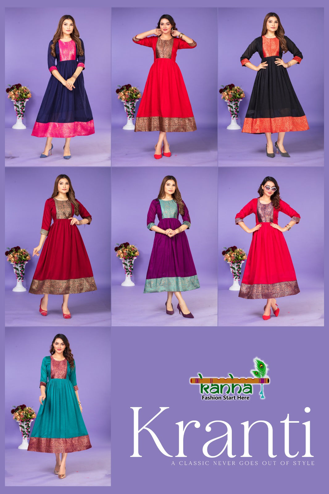 Kranti Kanha Vichitra Anarkali Kurtis – Kavya Style Plus