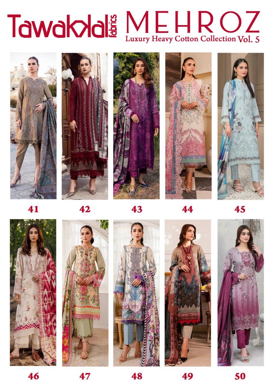 Mehroz Luxury Cotton Collection Vol 5 Tawakkal Fabrics Karachi Salwar ...