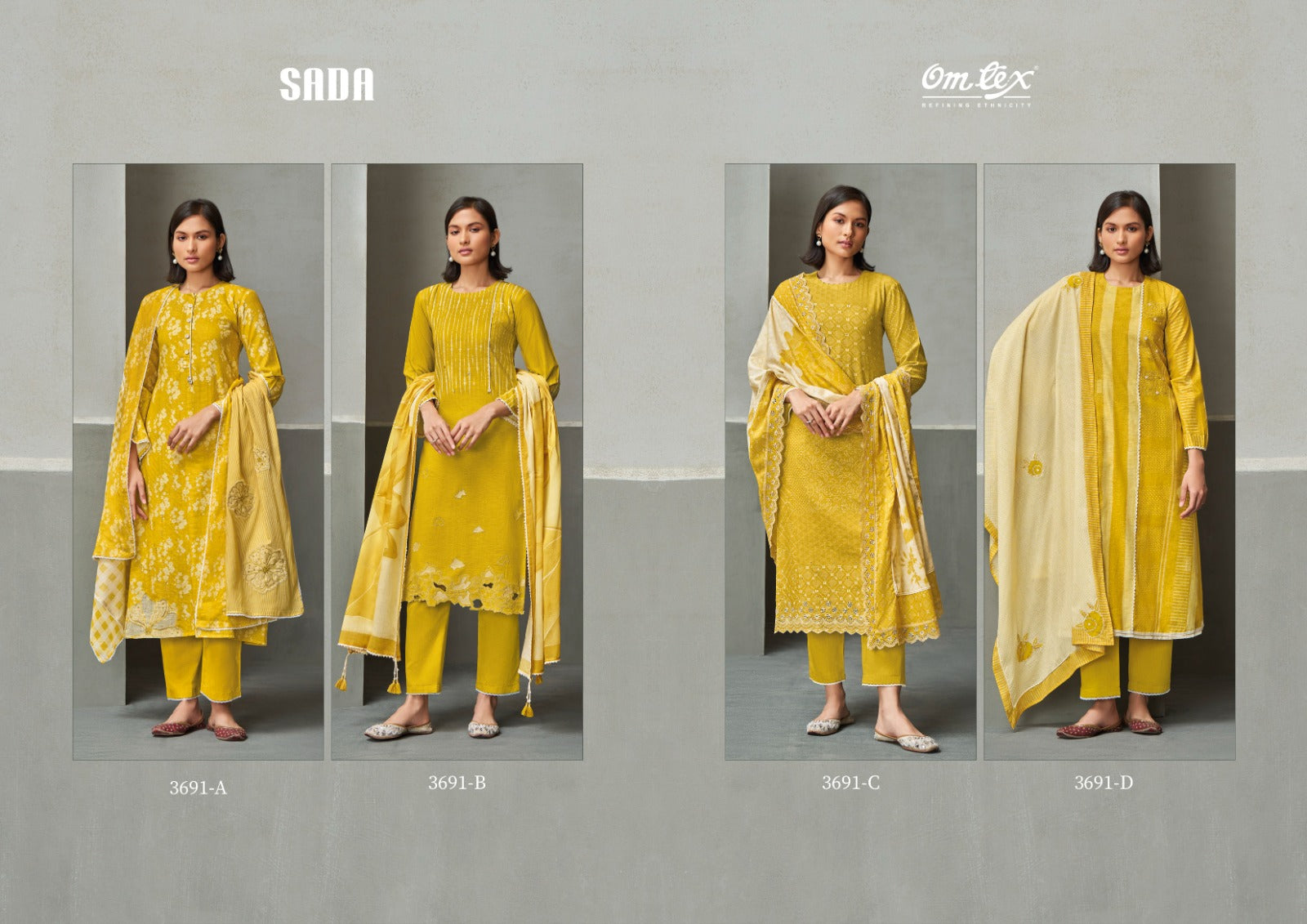 Sada-Yellow Collection Omtex Linen Cotton Pant Style Suits – Kavya Style Plus