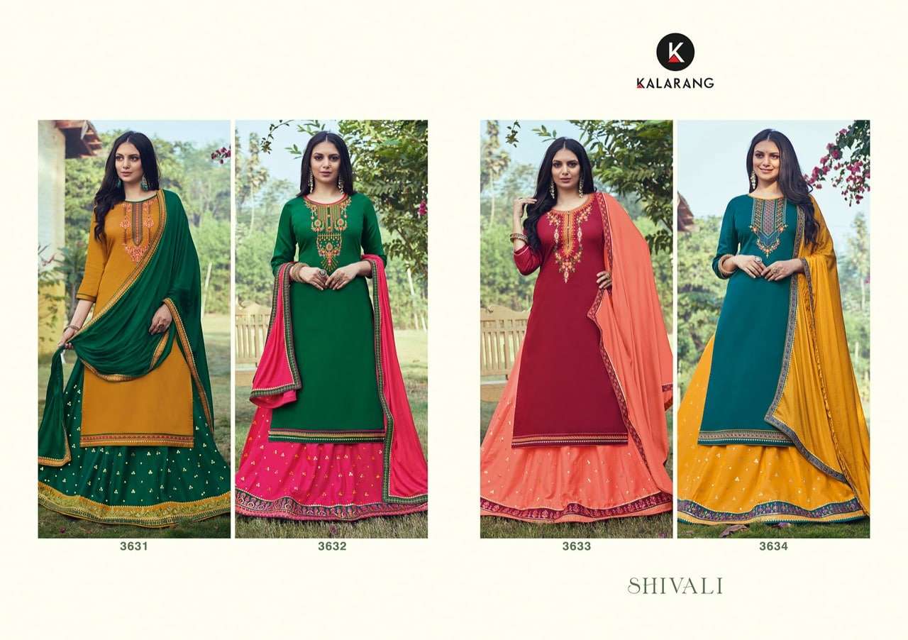 Shivali Kalarang Silk Cotton Sharara Style Suits – Kavya Style Plus