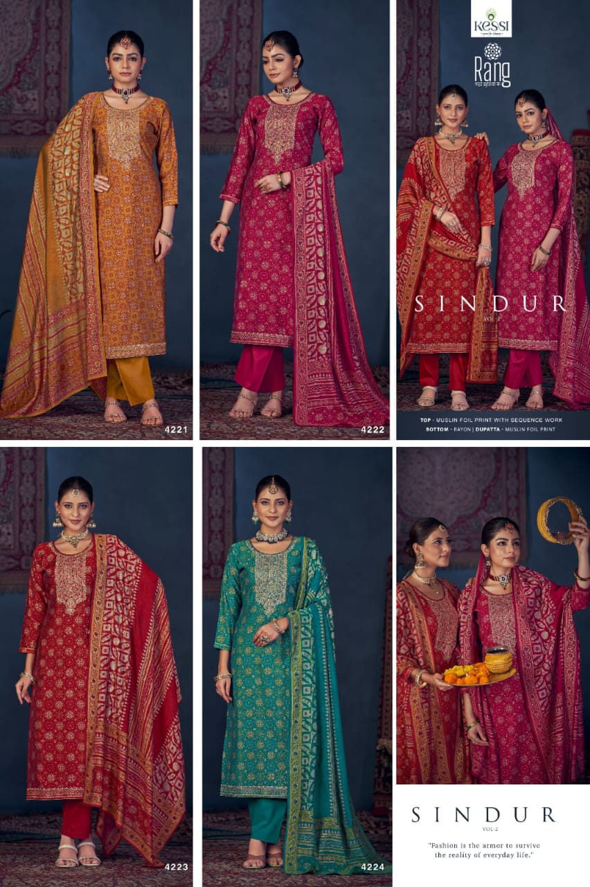 Sindur Vol 2 Rang Muslin Pant Style Suits – Kavya Style Plus