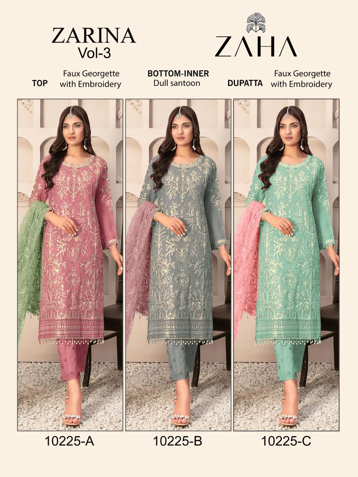 Zarina Vol 3-10225 Zaha Georgette Pakistani Salwar Suits – Kavya Style Plus