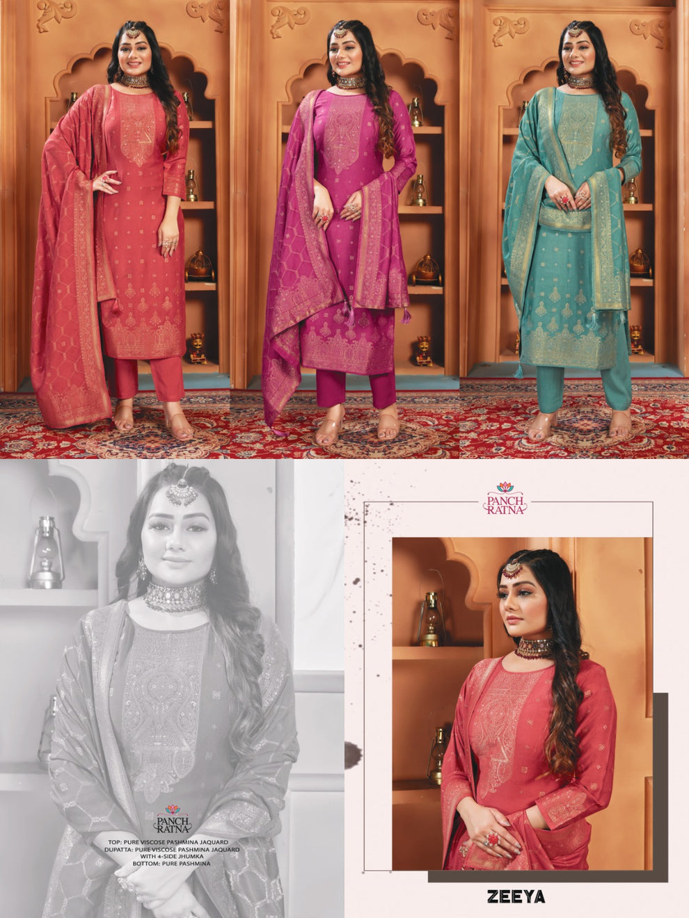 Zeeya Panch Ratna Pashmina Suits – Kavya Style Plus